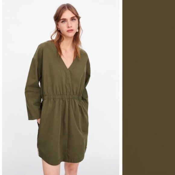 Zara | Dresses | Zara V Neck Long Sleeve Side Pockets Dress | Poshmark